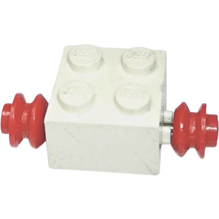 LEGO White Wheels on metal axle For Dually Tire with Brick 2 x 2 with ...