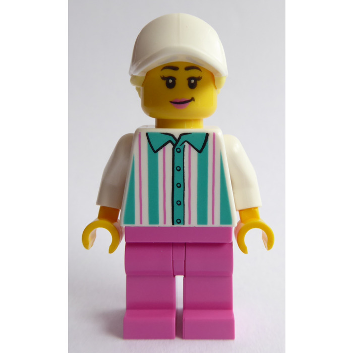 LEGO Woman in Dark Turquoise Striped Shirt Minifigure | Brick Owl ...
