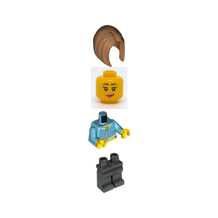 LEGO Woman - Medium Azure Top Minifigure | Brick Owl - LEGO Marketplace
