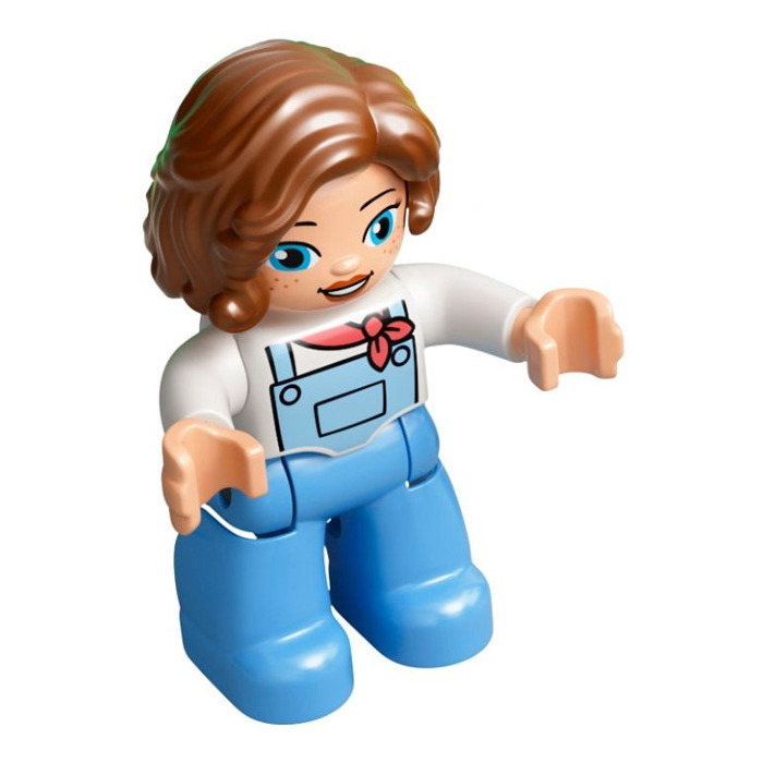LEGO Woman with Blue Overalls and Reddish Brown Hair Duplo Figure ...