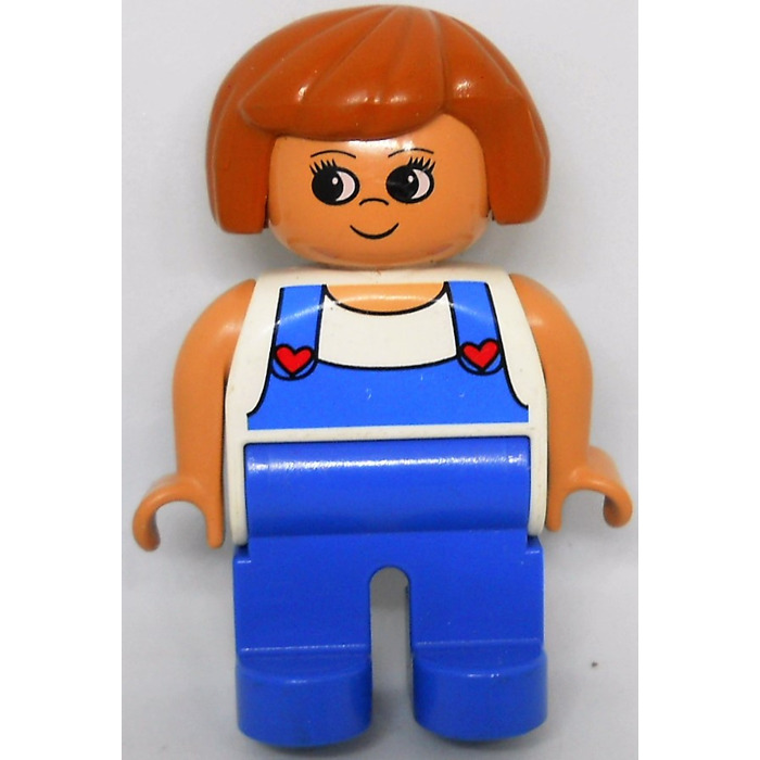 LEGO Woman with Blue Overalls with Hearts Duplo Figure | Brick Owl ...
