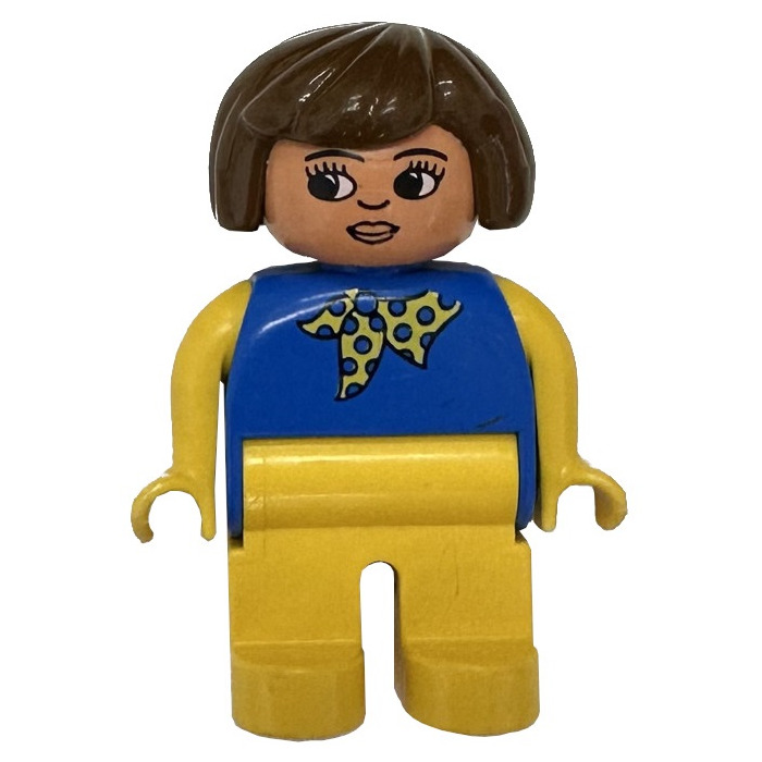 LEGO Woman with Blue Top with Polka Dot Scarf Duplo Figure | Brick Owl ...