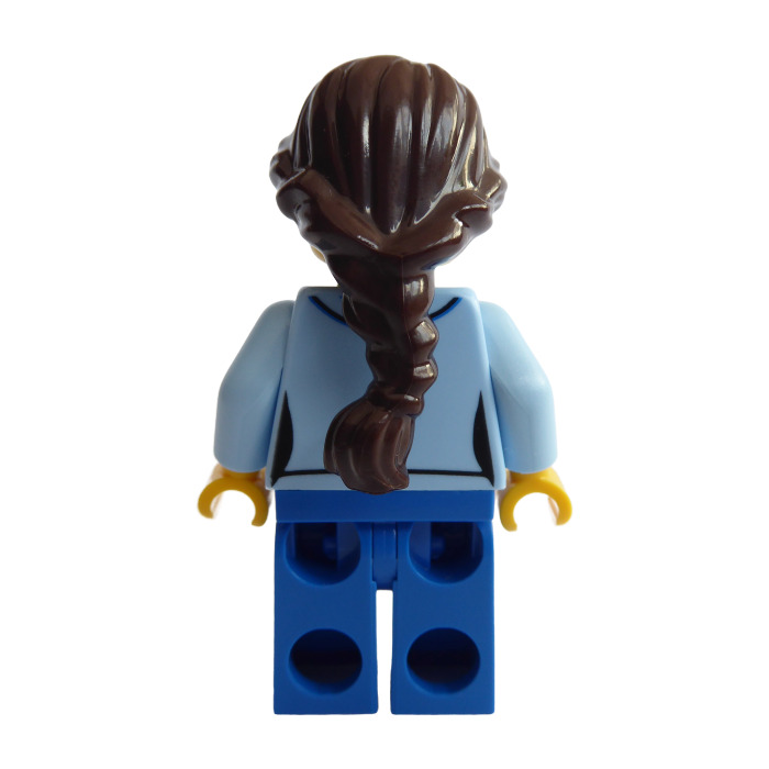LEGO Woman with Bright Light Blue Sweater and Plaited Hair Minifigure ...