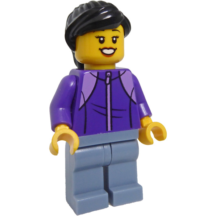 LEGO Woman with Dark Purple Jacket and Sand Blue Legs without Ice ...