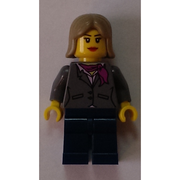 LEGO Woman with Dark Stone Gray Jacket, Magenta Scarf, Pink Blouse ...