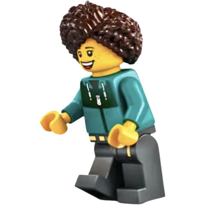 LEGO Woman with Dark Turquoise Jacket and Coiled Hair Minifigure ...