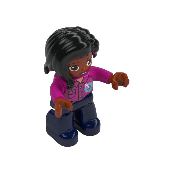 LEGO Woman with Magenta Shirt with Flower and Dark Blue Legs Duplo ...