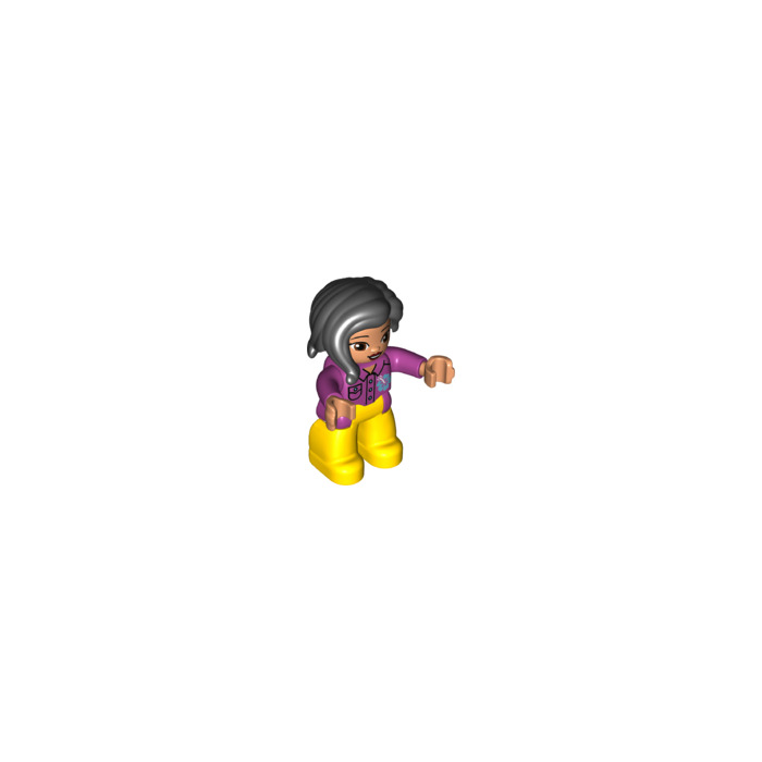LEGO Woman with Magenta Shirt with Flower and Yellow Legs Duplo Figure ...