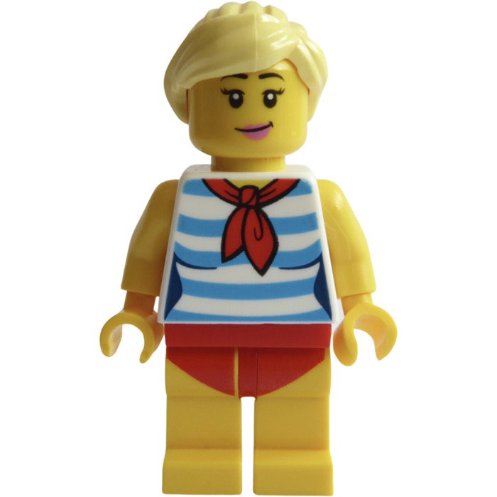 LEGO Woman with Swimsuit and Striped Top Minifigure | Brick Owl