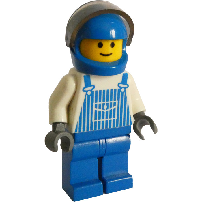 LEGO Worker in Striped Overalls with Helmet Minifigure | Brick Owl