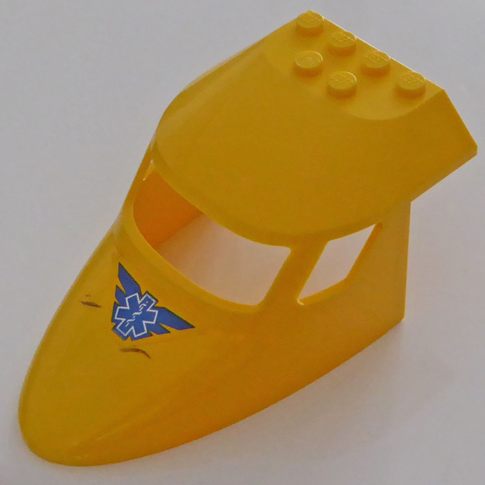 LEGO Yellow Airplane Cockpit 6 x 10 x 4 with Blue EMT Star Of Life and ...