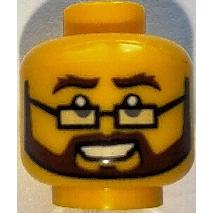 LEGO Yellow Arctic Scientist with Glasses and Beard Minifigure Head ...