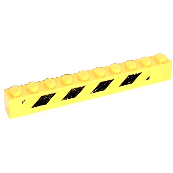 LEGO Brick 1 x 10 with Black and Yellow Danger Stripes (Right) Sticker ...