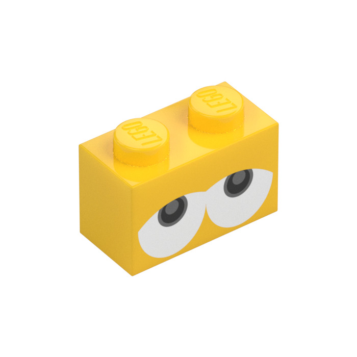 LEGO Brick 1 x 2 with Baby Yoshi Eyes Looking Up with Bottom Tube ...