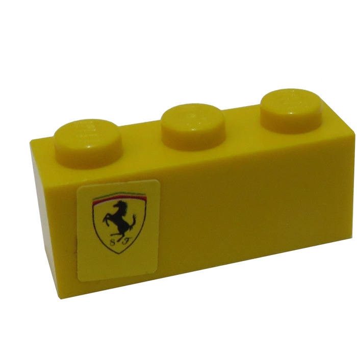 LEGO Yellow Brick 1 x 3 with Ferrari Logo Pattern Left Side Model ...