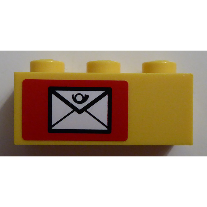 LEGO Yellow Brick 1 x 3 with Mail Envelope (Left) Sticker (3622 ...
