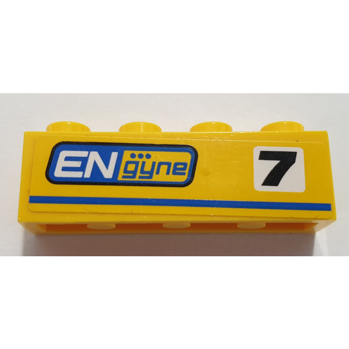 LEGO Yellow Brick 1 x 4 with '7' and 'ENgyne' Left Sticker (3010 ...