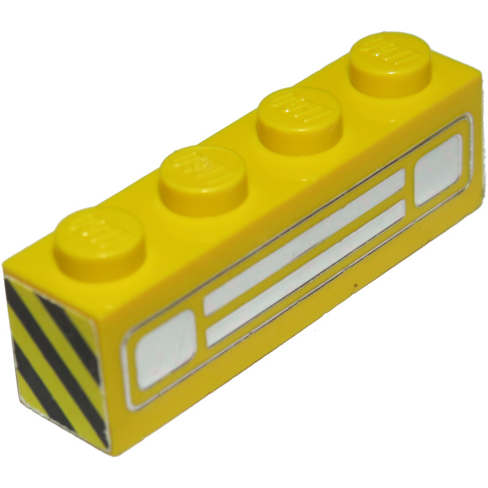 LEGO Yellow Brick 1 x 4 with Chrome Car Grille Sticker (3010) | Brick ...