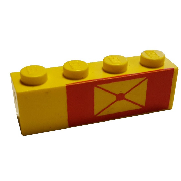 LEGO Brick 1 x 4 with Mail Envelope , outline right (3010) | Brick Owl