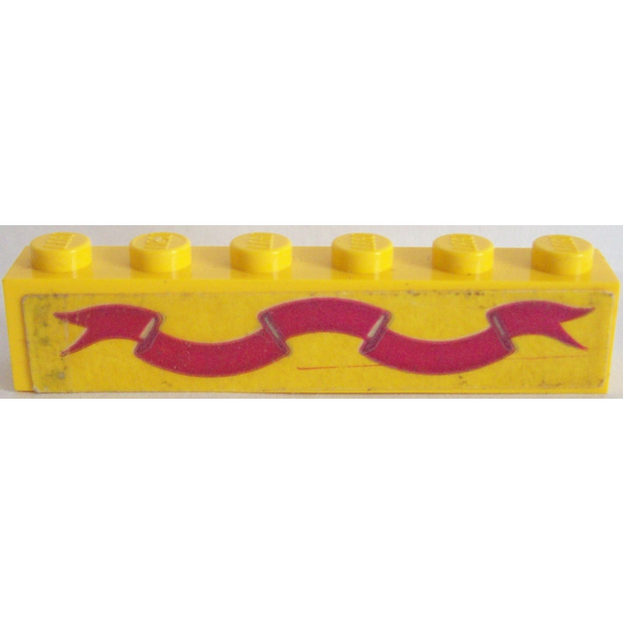 LEGO Brick 1 x 6 with Ribbon Sticker from Sets 375 / 6075 (3009 / 30611 ...