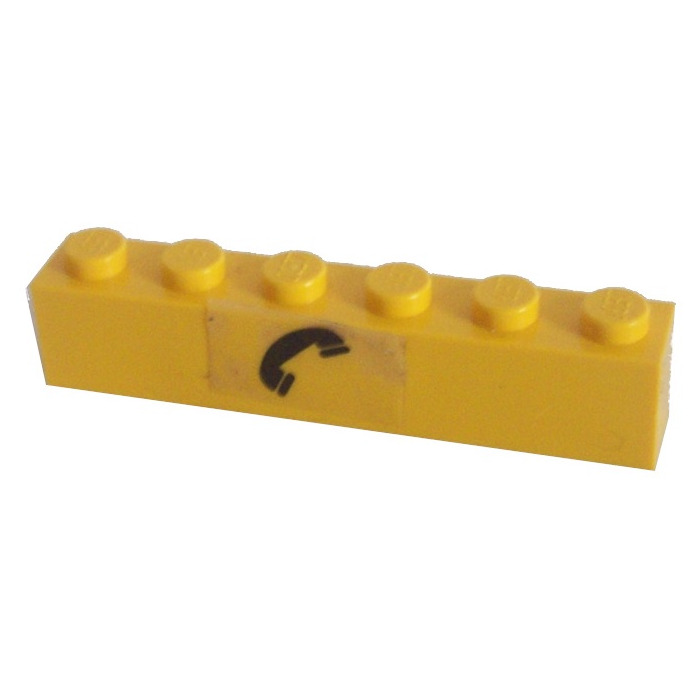 LEGO Yellow Brick 1 x 6 with Telephone Sticker (3009) | Brick Owl ...