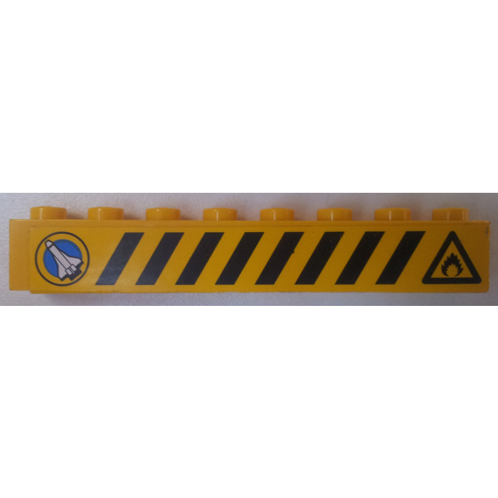 LEGO Yellow Brick 1 x 8 with Yellow and Black Danger Stripes, Rocket ...