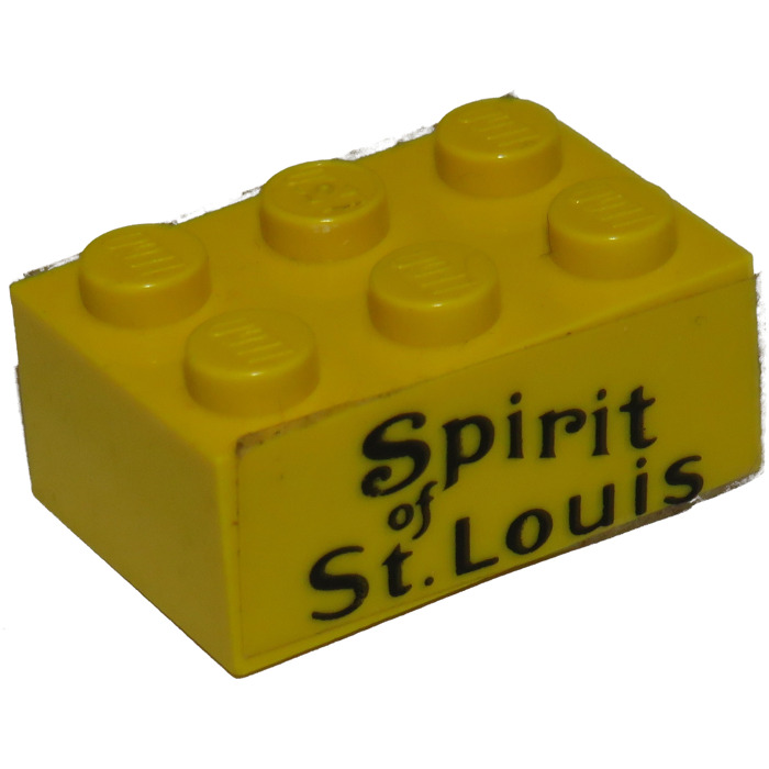LEGO Brick 2 x 3 with black letters spirit of st. louis Sticker ...