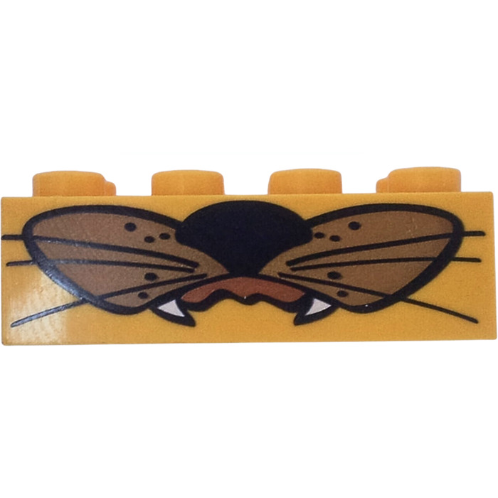 LEGO Yellow Brick 2 x 4 with Animal Nose, Whiskers, Mouth and Fangs ...