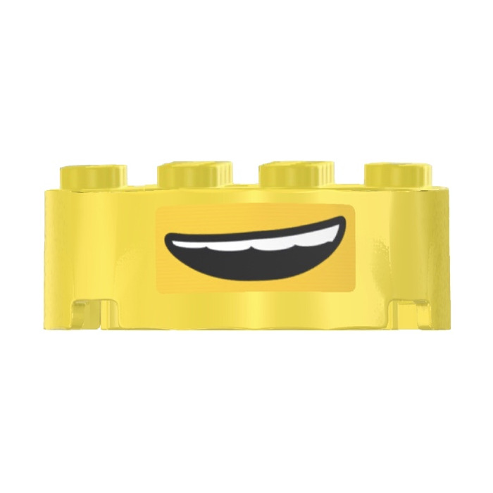 LEGO Brick 4 x 4 Round with Hole with Black Lopsided Open Mouth Smile ...