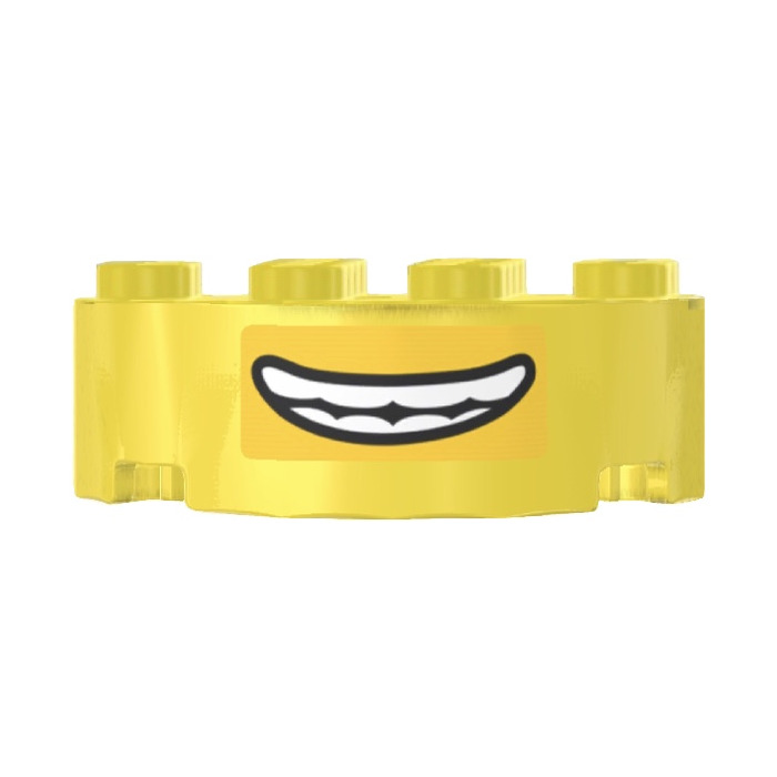 LEGO Yellow Brick 4 x 4 Round with Hole with Black Open Mouth Smile ...