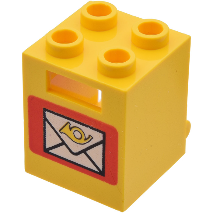 LEGO Yellow Container 2 x 2 x 2 with Mail Envelope with Solid Studs ...