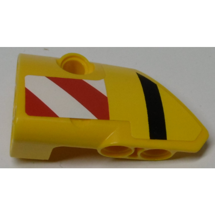 LEGO Yellow Curved Panel 1 Left with Red and White Warning Stripes ...