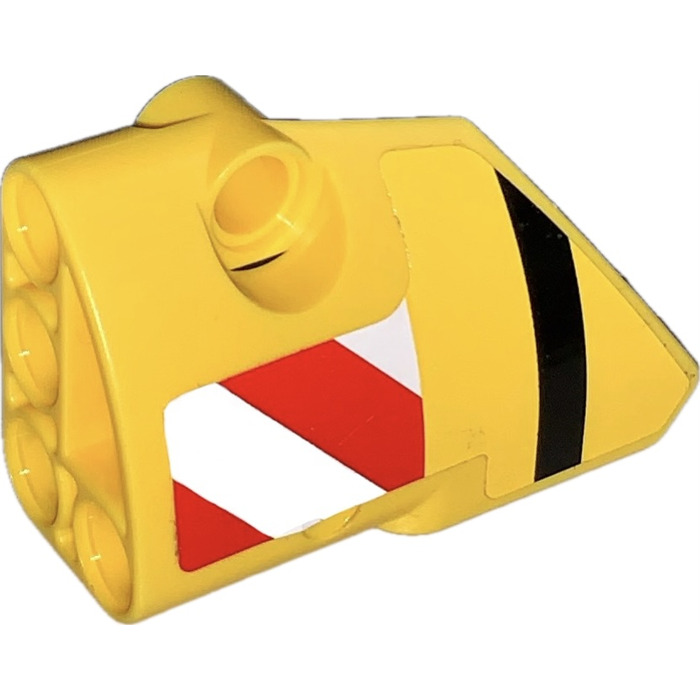 LEGO Yellow Curved Panel 1 Left with Red and White Warning Stripes ...