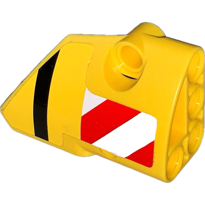 LEGO Yellow Curved Panel 2 Right with Red and White Warning Stripes ...