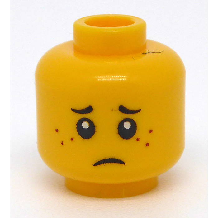 LEGO Yellow Dual Sided Child Head with Freckles with Sad Expression ...