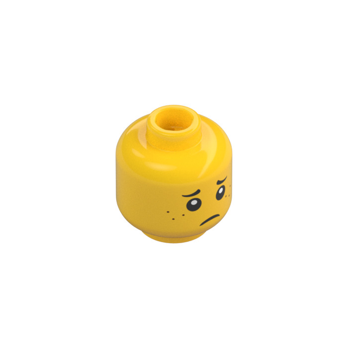LEGO Yellow Dual Sided Child Head with Freckles with Sad Expression ...