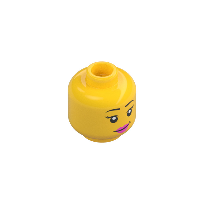LEGO Yellow Dual Sided Female Head with Black Eyebrows, Pink Lips ...