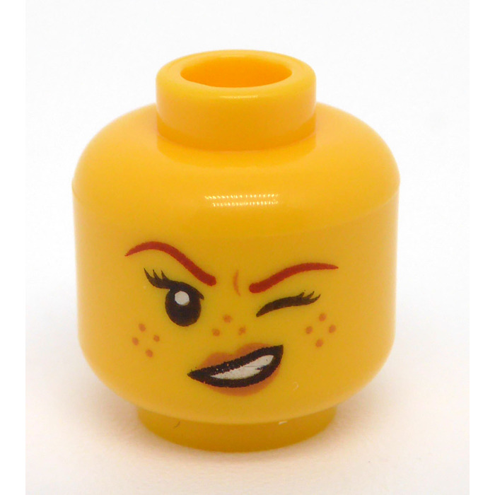 LEGO Yellow Dual-Sided Female Head with Feckles and Lopsided Smirk ...