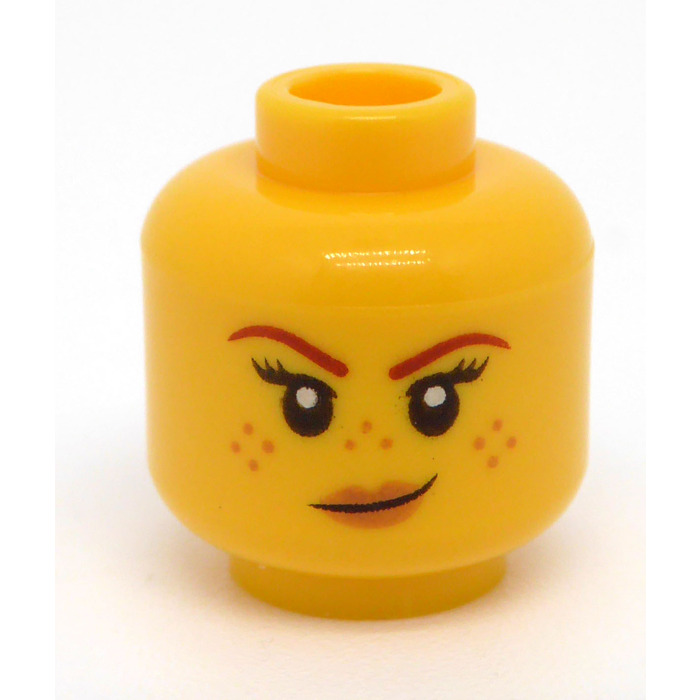 LEGO Yellow Dual-Sided Female Head with Feckles and Lopsided Smirk ...