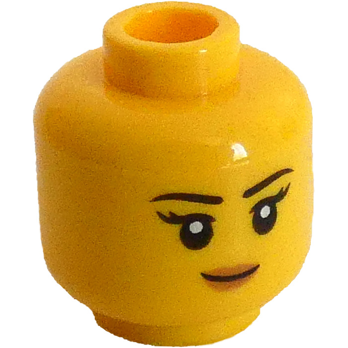 LEGO Yellow Dual Sided Female with Black Eyebrows, Pink Lips / Roaring ...