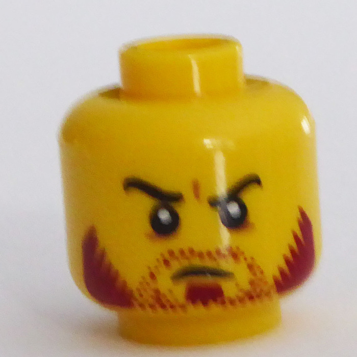 LEGO Yellow Dual Sided Head with Angry Scowl with Dark Red Beard ...