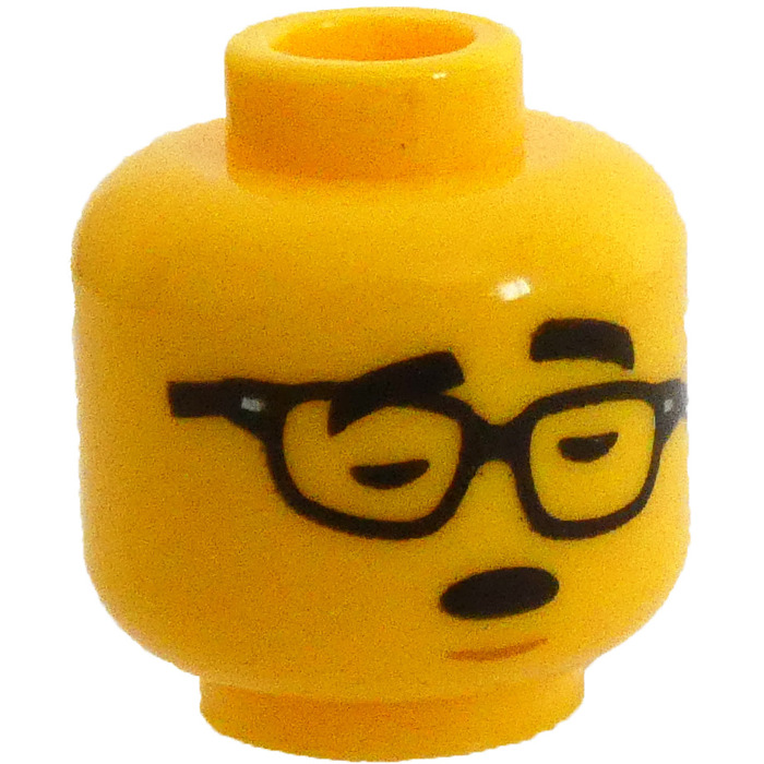 LEGO Yellow Dual Sided Male Head with Glasses and Wide Open Smile ...
