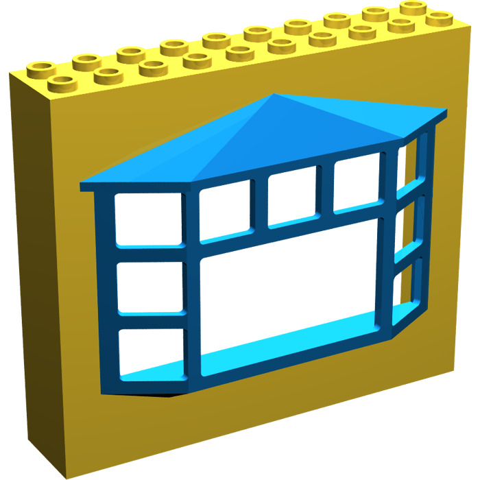 LEGO Yellow Fabuland Building Wall 2 x 10 x 7 with Blue Bay Window ...