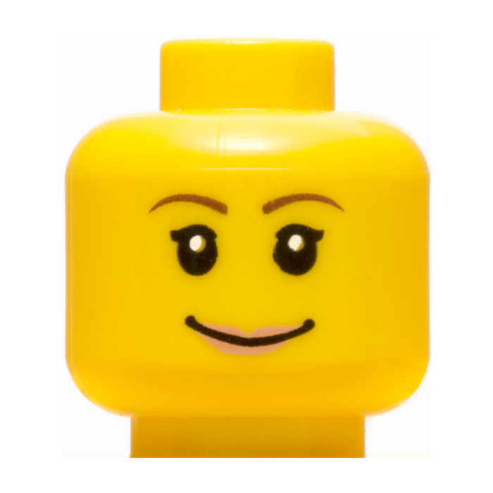 LEGO Yellow Female Head with Brown Eyebrows and Pink Lips (3626 / 82131 ...
