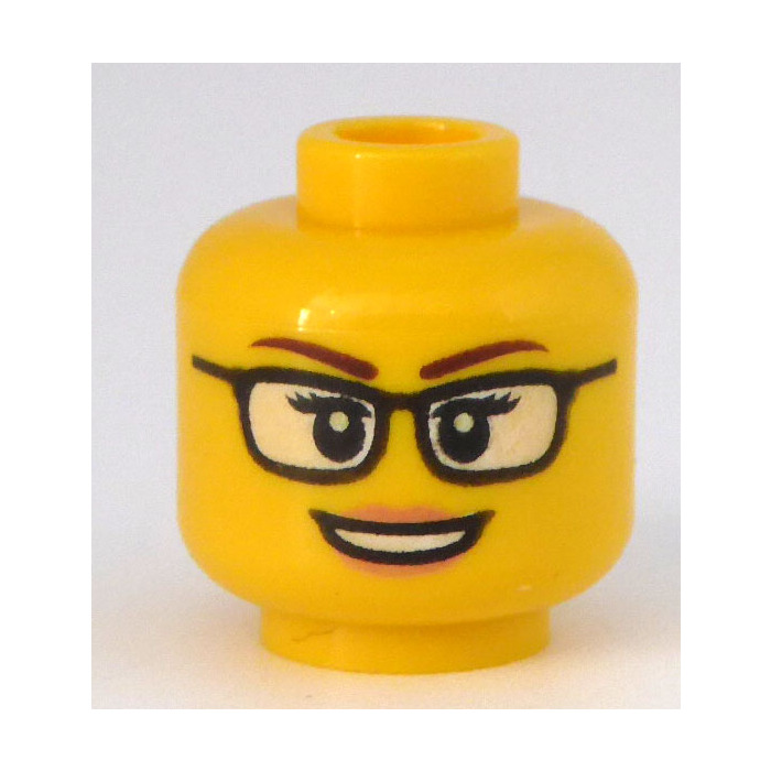LEGO Yellow Female Head with Glasses and open Smile (3626 / 26880 ...