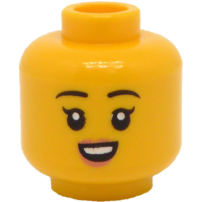 LEGO Yellow Female Head with Pink Lips and Small Smile with Teeth ...