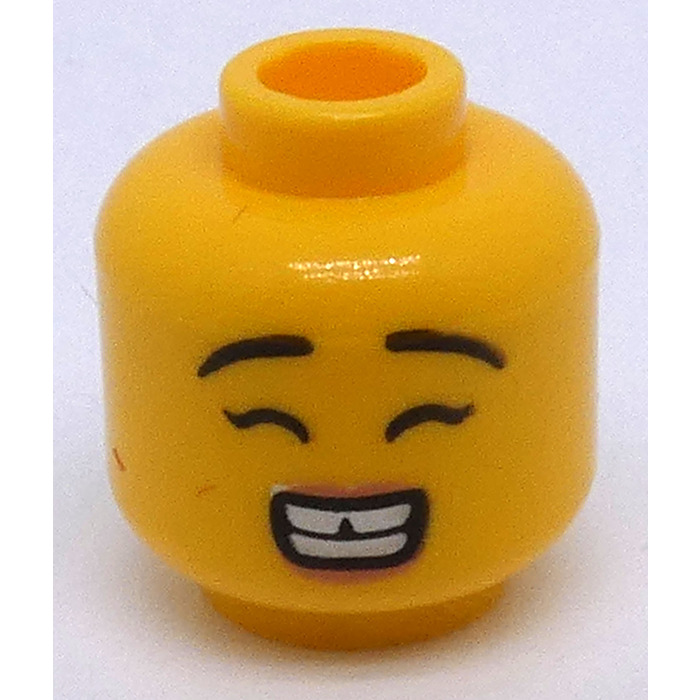 LEGO Yellow Female Minifigure Head with Black Eyebrows, Smile with ...