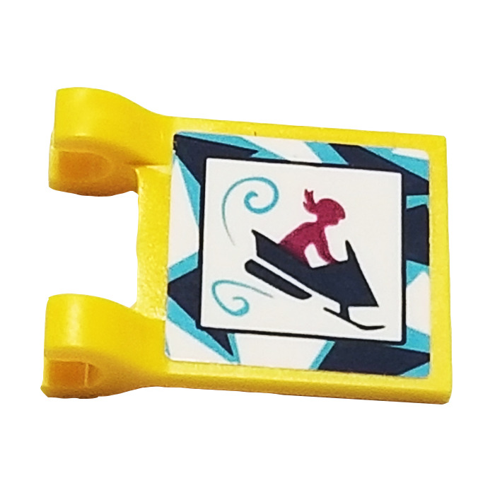 LEGO Yellow Flag 2 x 2 with Snowmobile Sticker without Flared Edge ...