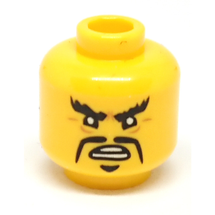 LEGO Yellow Head with Black Eyebrows, Black Long Asian Moustache (3626 ...