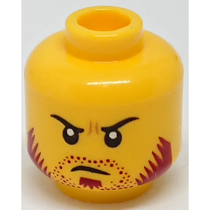 LEGO Yellow Head with Black Eyebrows, Dark Red Sideburns and Stubble ...